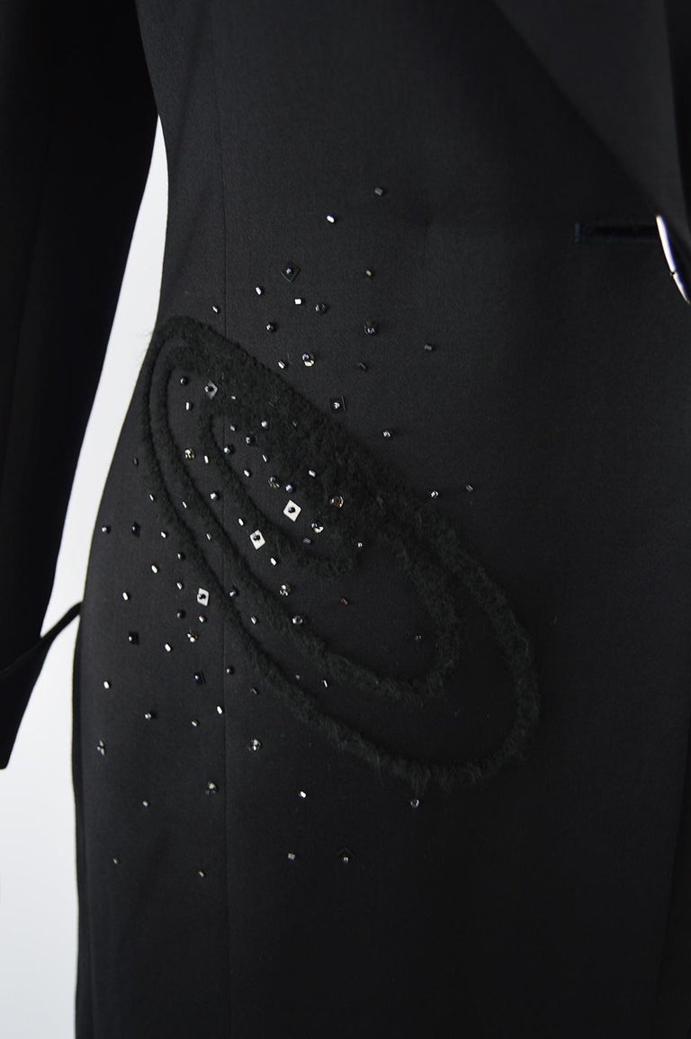 Tomasz Starzewski Vintage Asymmetrical Long Black Wool and Mohair ...