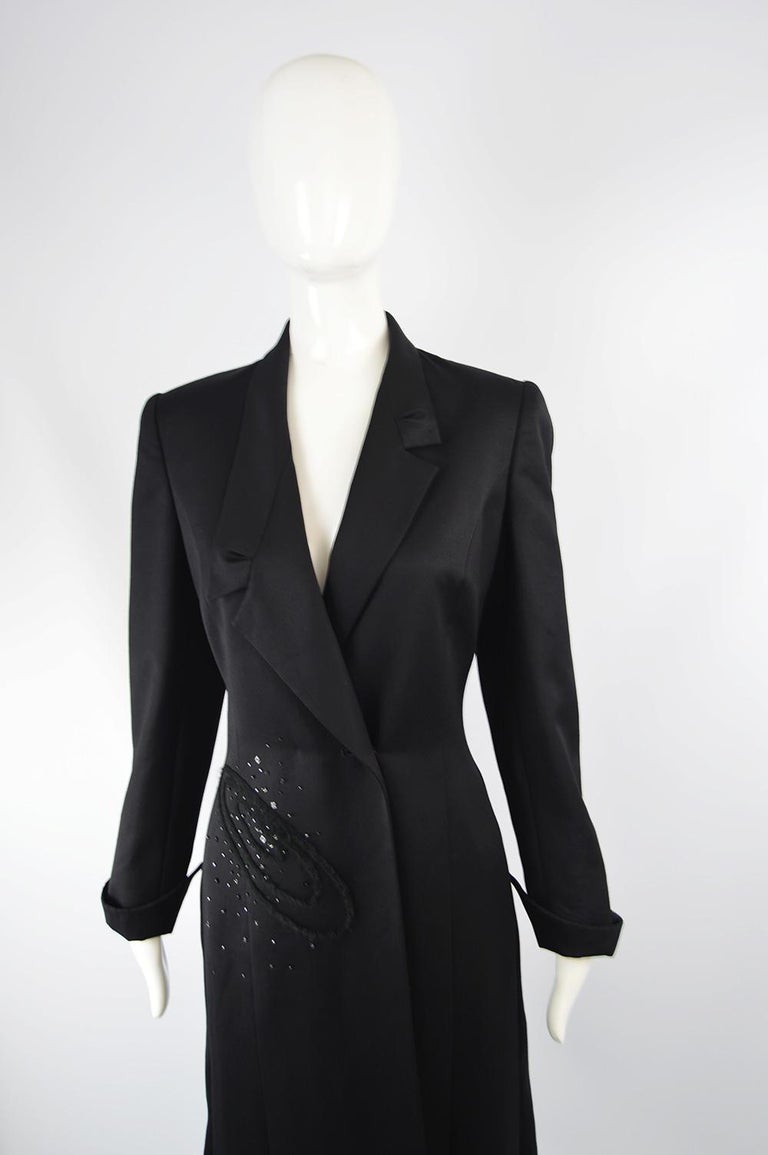 Tomasz Starzewski Vintage Asymmetrical Long Black Wool and Mohair ...