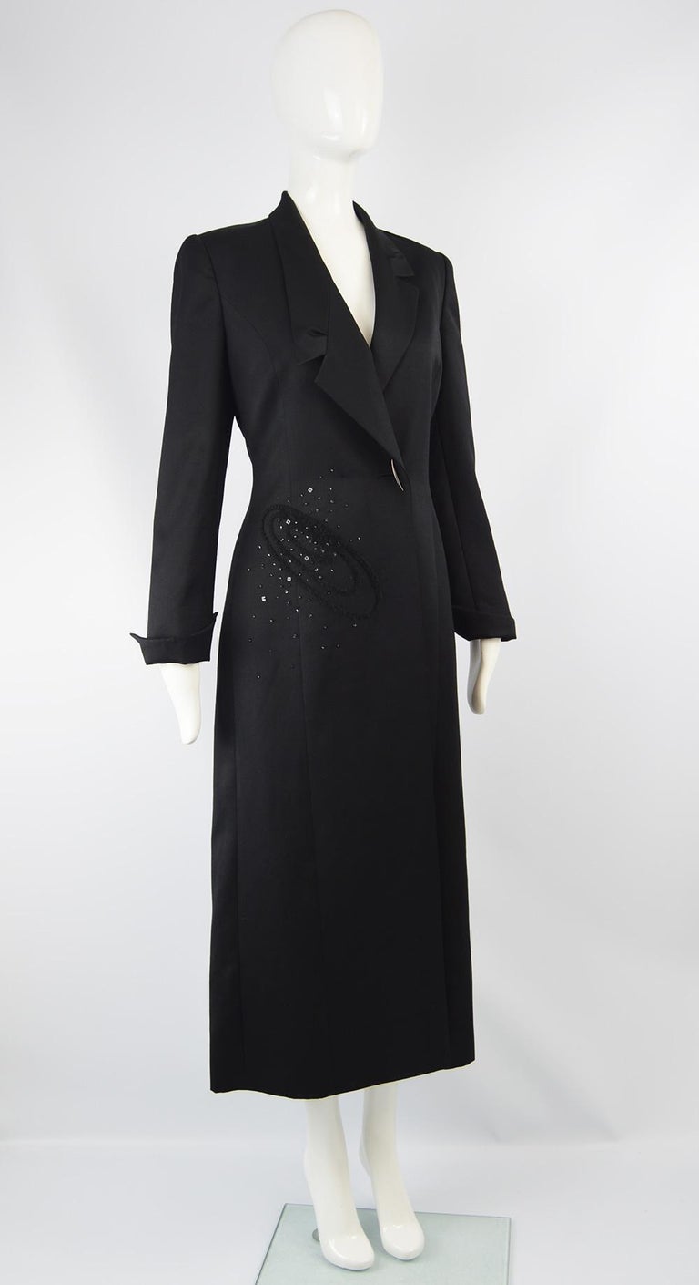 Tomasz Starzewski Vintage Asymmetrical Long Black Wool and Mohair ...