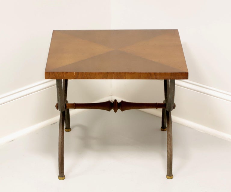 TOMLINSON 1960's Walnut Square Accent Table with Metal Legs - C For ...