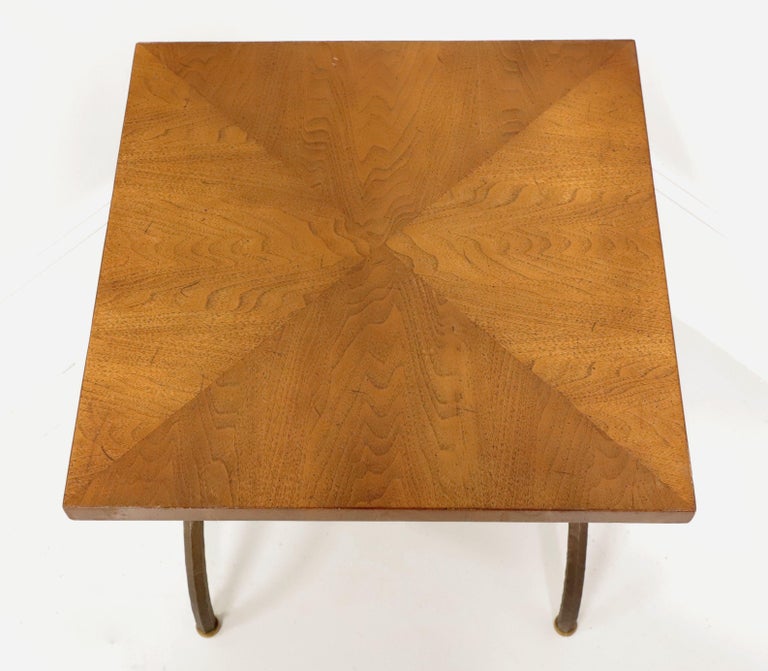 TOMLINSON 1960's Walnut Square Accent Table with Metal Legs - C For ...