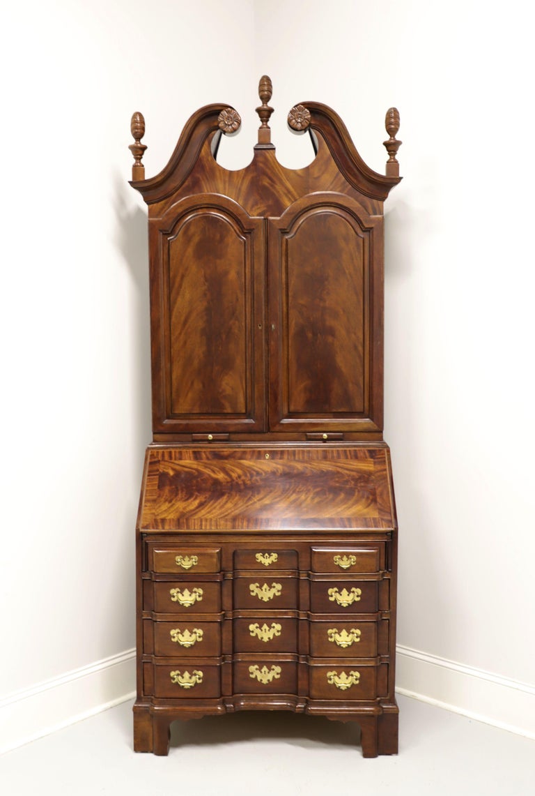 TOMLINSON Crotch Mahogany Block Front Secretary Desk with Blind ...