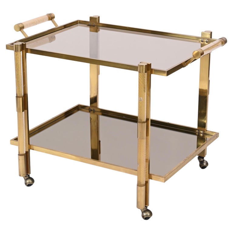 Tommaso Barbi Bar Cart, Brass, Glass and Gold, Vetri di Murano, Italy ...