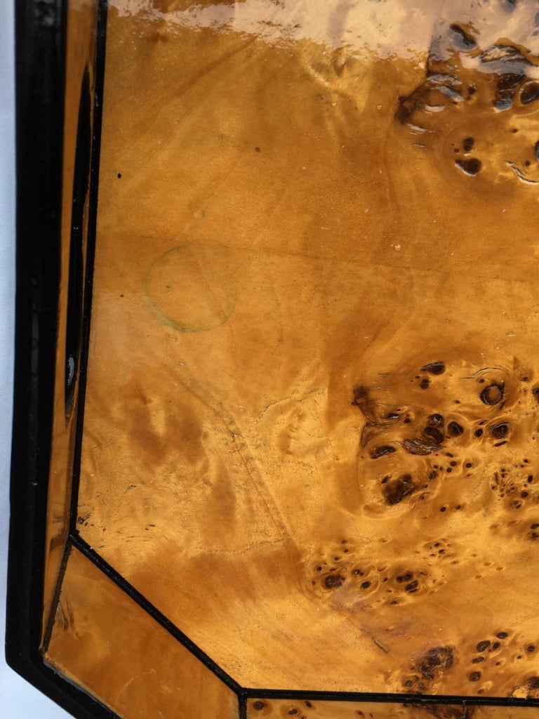 Tommaso Barbi Style Lacquer Burl Wood Serving Bar Ottoman Tray at 1stDibs