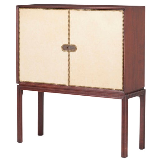 Mid Century Tommi Parzinger for Charak Leather-Wrapped Cabinet at 1stDibs