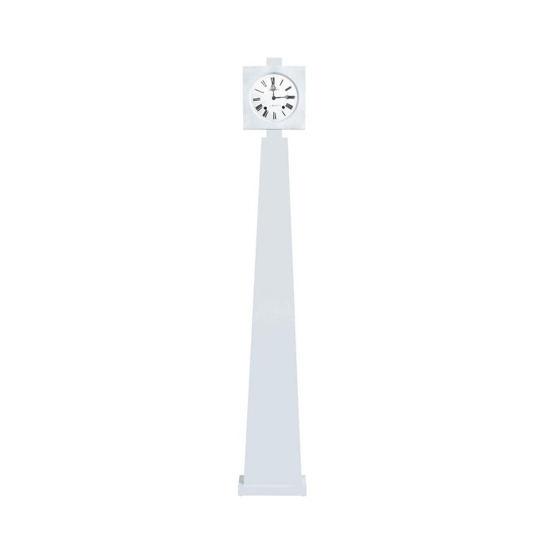 Tommi Parzinger Rare Standing Clock in Pale Gray Lacquer 1950s (signed ...