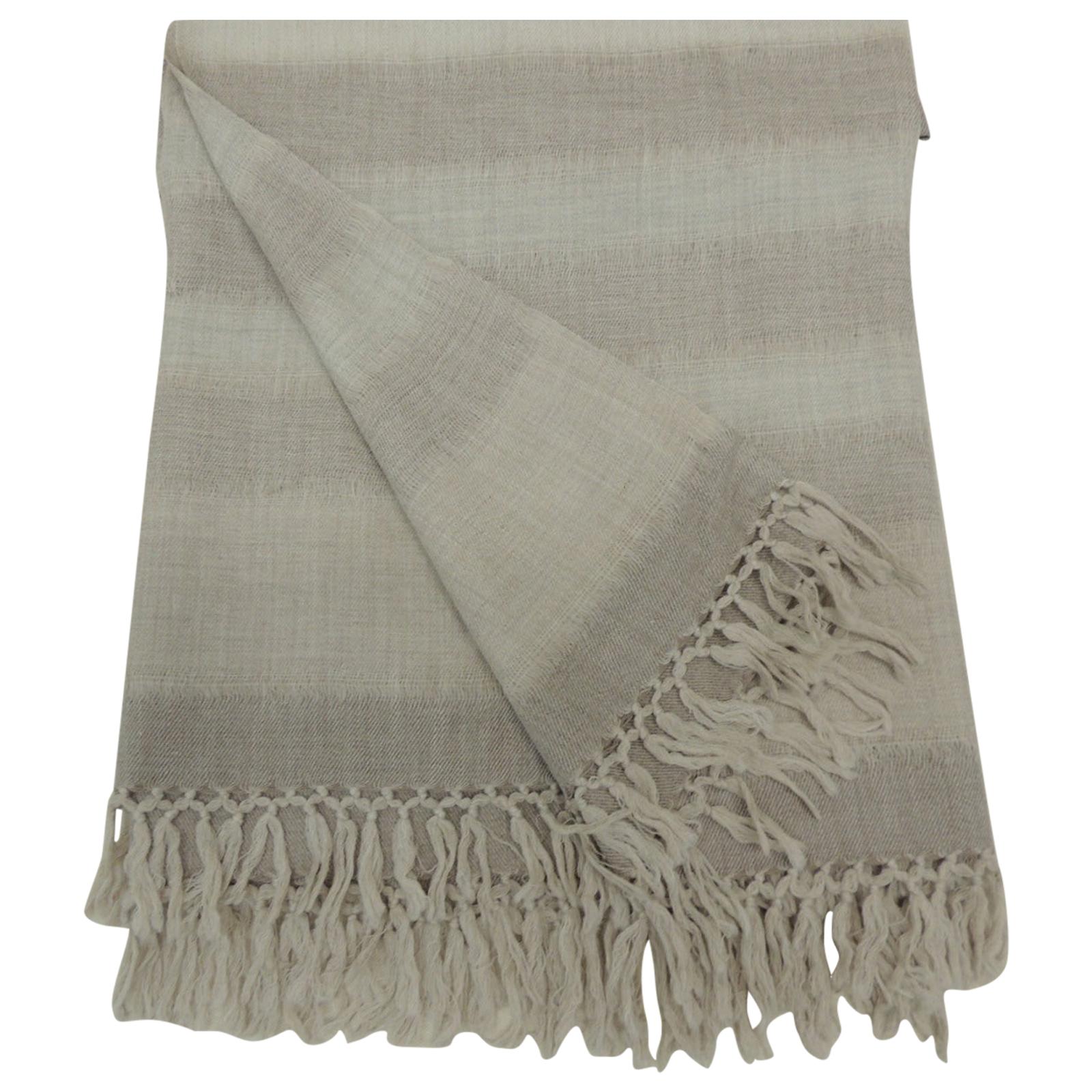 Brown and Beige Chevron Pattern Alpaca Throw with Fringes at 1stDibs