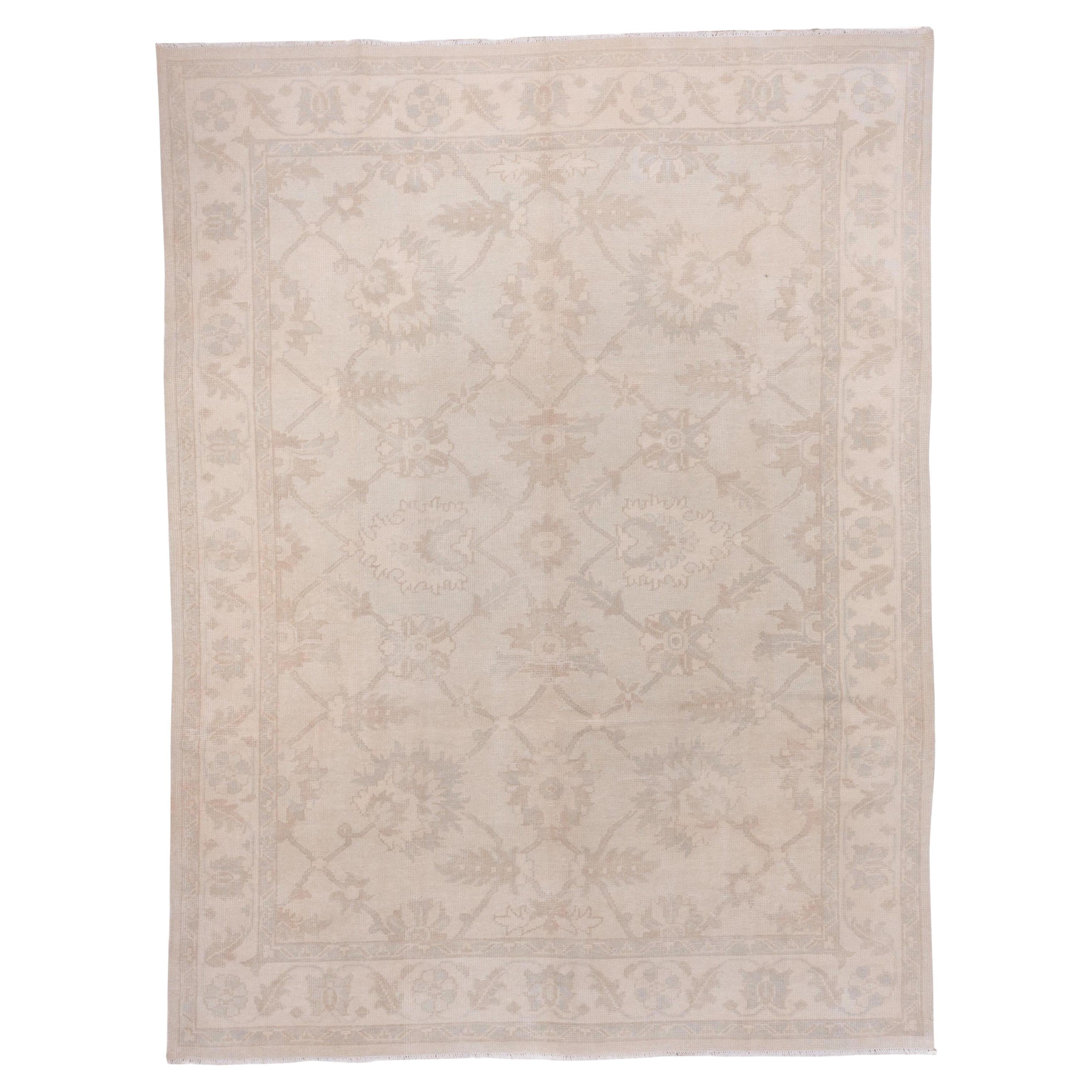 Contemporary Transitional Oushak Style Rug with Cool-Tone Neutral ...
