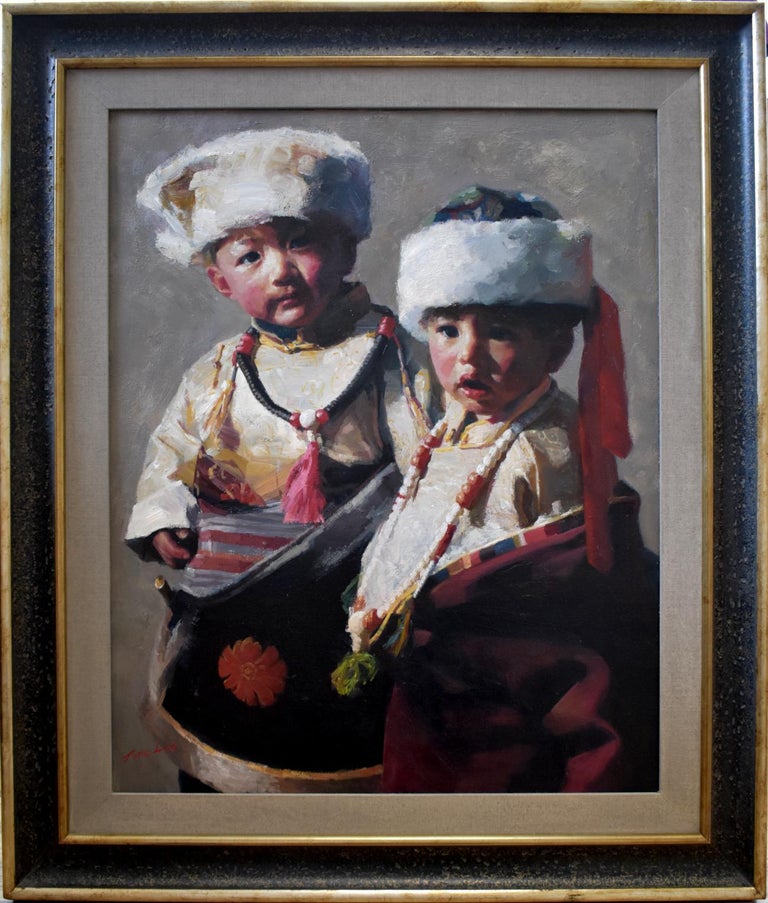 Tong Luo - "Two Boys" CHINESE YOUNG BOYS. ADORABLE For Sale at 1stDibs