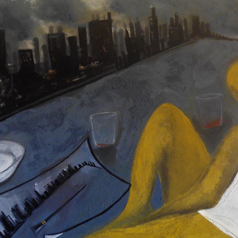 Toni Caldentey - On the balcony looking New York.-original neo ...