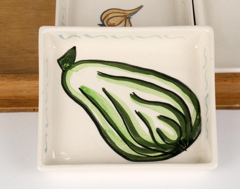 Toni Raymond Mid-Century Pottery Serving Dishes on Fitted Tray For Sale ...