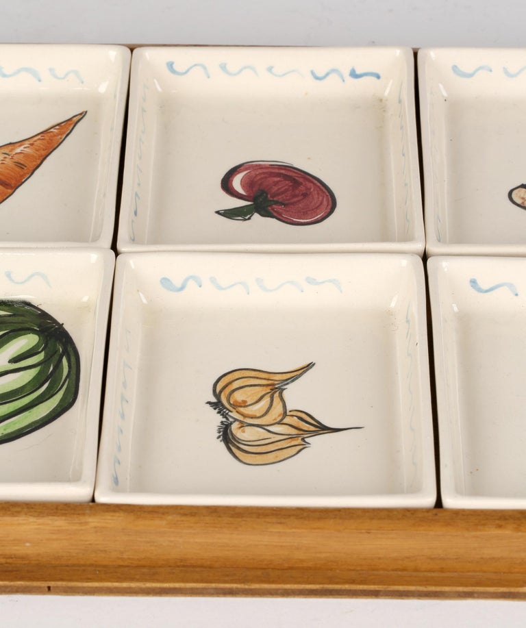 Toni Raymond Mid-Century Pottery Serving Dishes on Fitted Tray For Sale ...