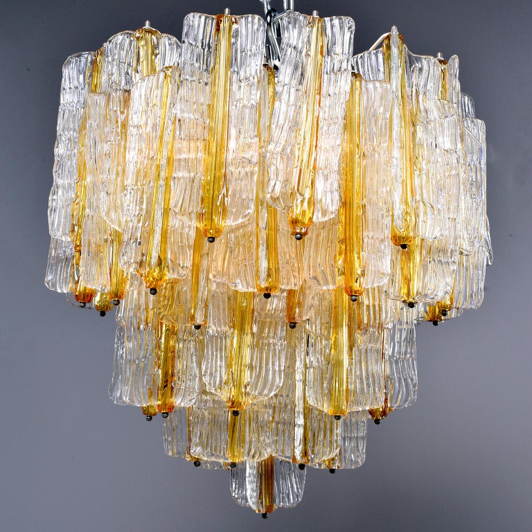 Toni Zuccheri for Venini Chandelier in Two-Toned Glass at 1stDibs
