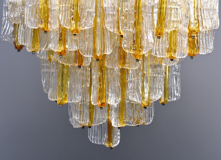 Toni Zuccheri for Venini Chandelier in Two-Toned Glass at 1stDibs