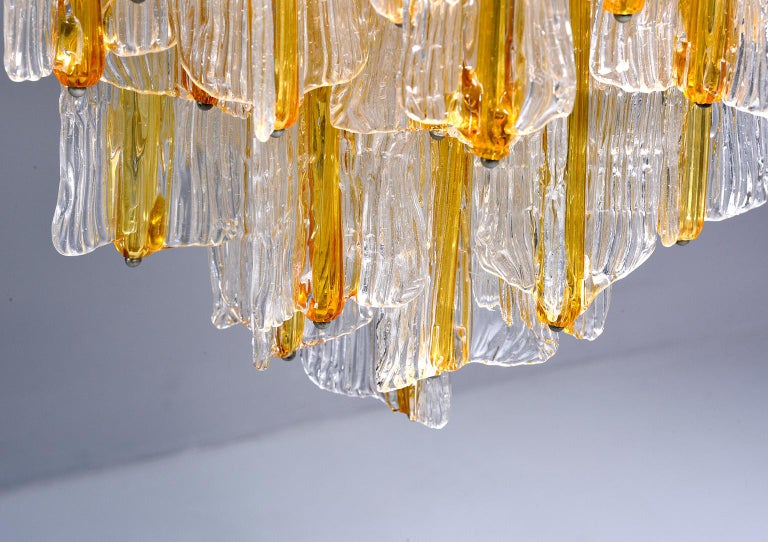 Toni Zuccheri for Venini Chandelier in Two-Toned Glass at 1stDibs
