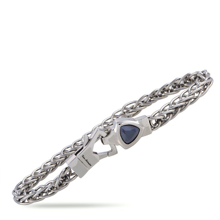 Tonino Lamborghini Stainless Steel and Black Crystal Chain Bracelet at ...