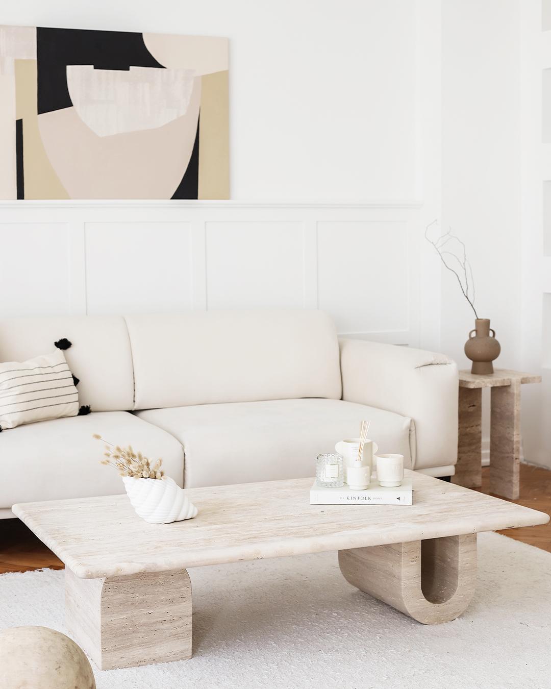 Tonoz Travertine Coffee Table, Iconic Design, Natural Stone Top For ...