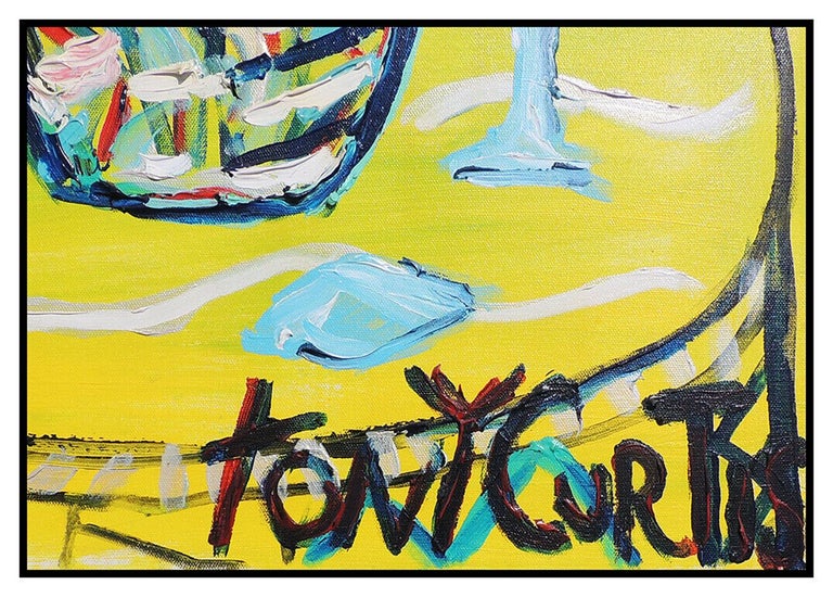 Tony Curtis - Tony Curtis Original Oil On Canvas Large Signed Flower ...