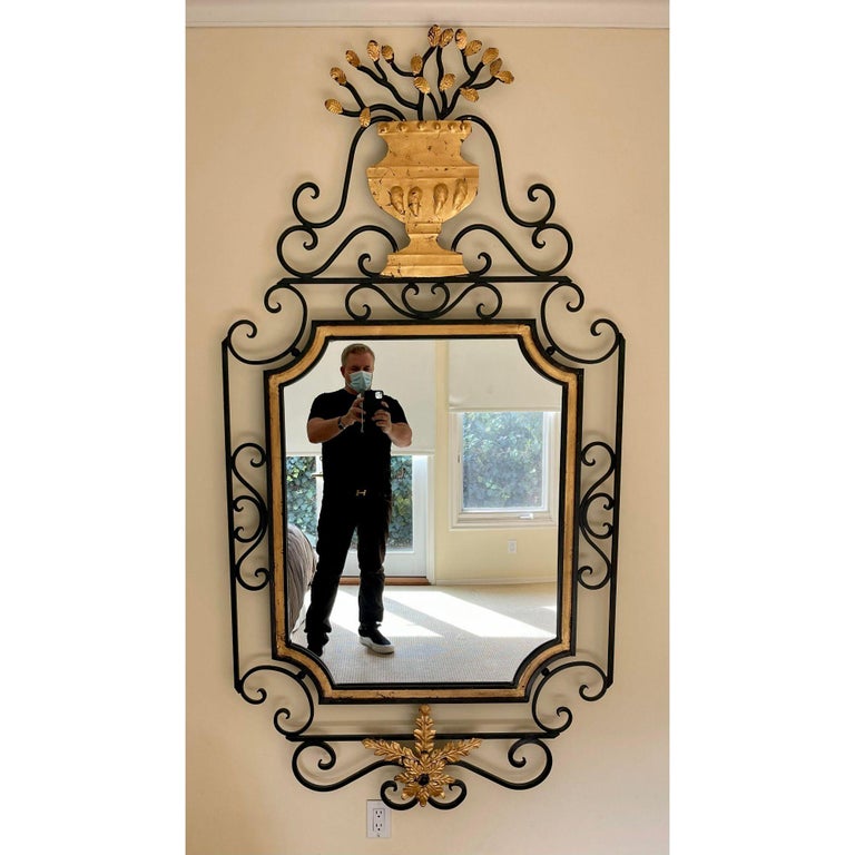 Tony Duquette Modern Designer Gilt Metal and Wrought Iron Mirror For ...