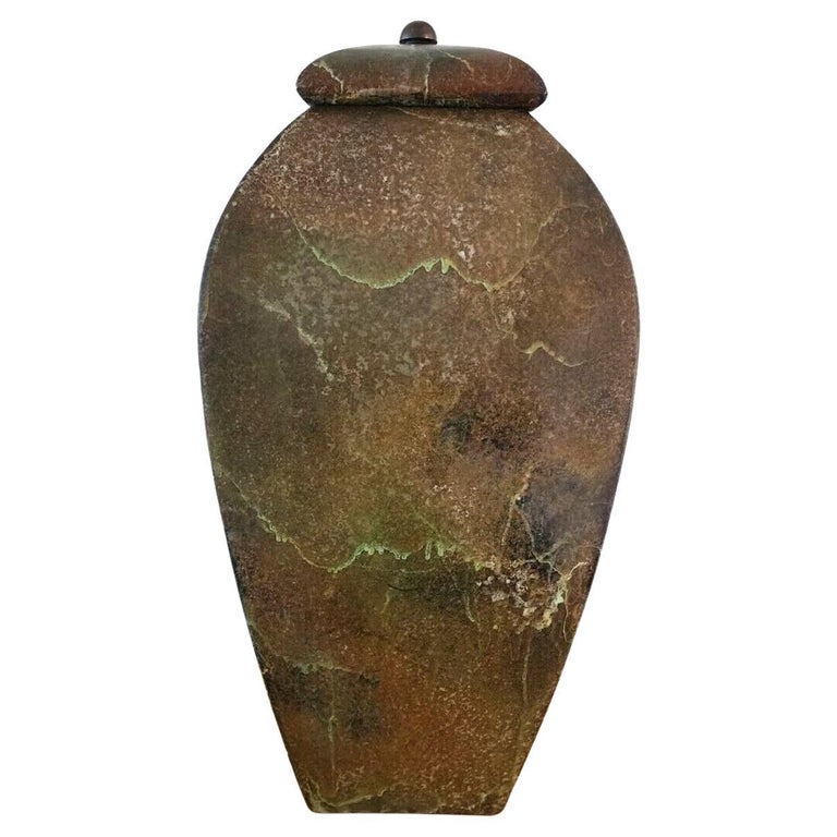Tony Evans Pottery Huge Raku Ginger Jar Urn Signed For Sale at 1stDibs