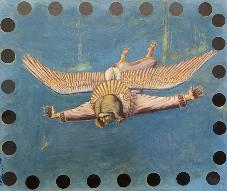 Tony Geiger - "GIOTTO ANGEL WITH CIRCLES", oil on wood, renaissance ...