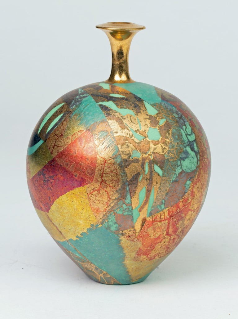 Tony Laverick Lustre Glazed Studio Pottery Porcelain Bottle Vase, Dated ...