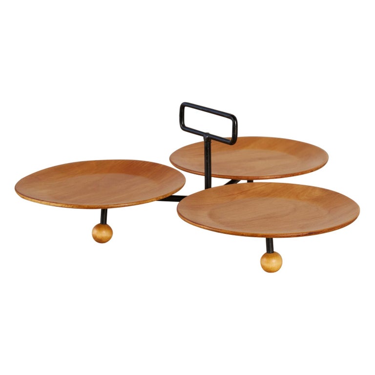 Tony Paul 3-Plate Iron and Wood Serving Tray For Sale at 1stDibs | tony ...