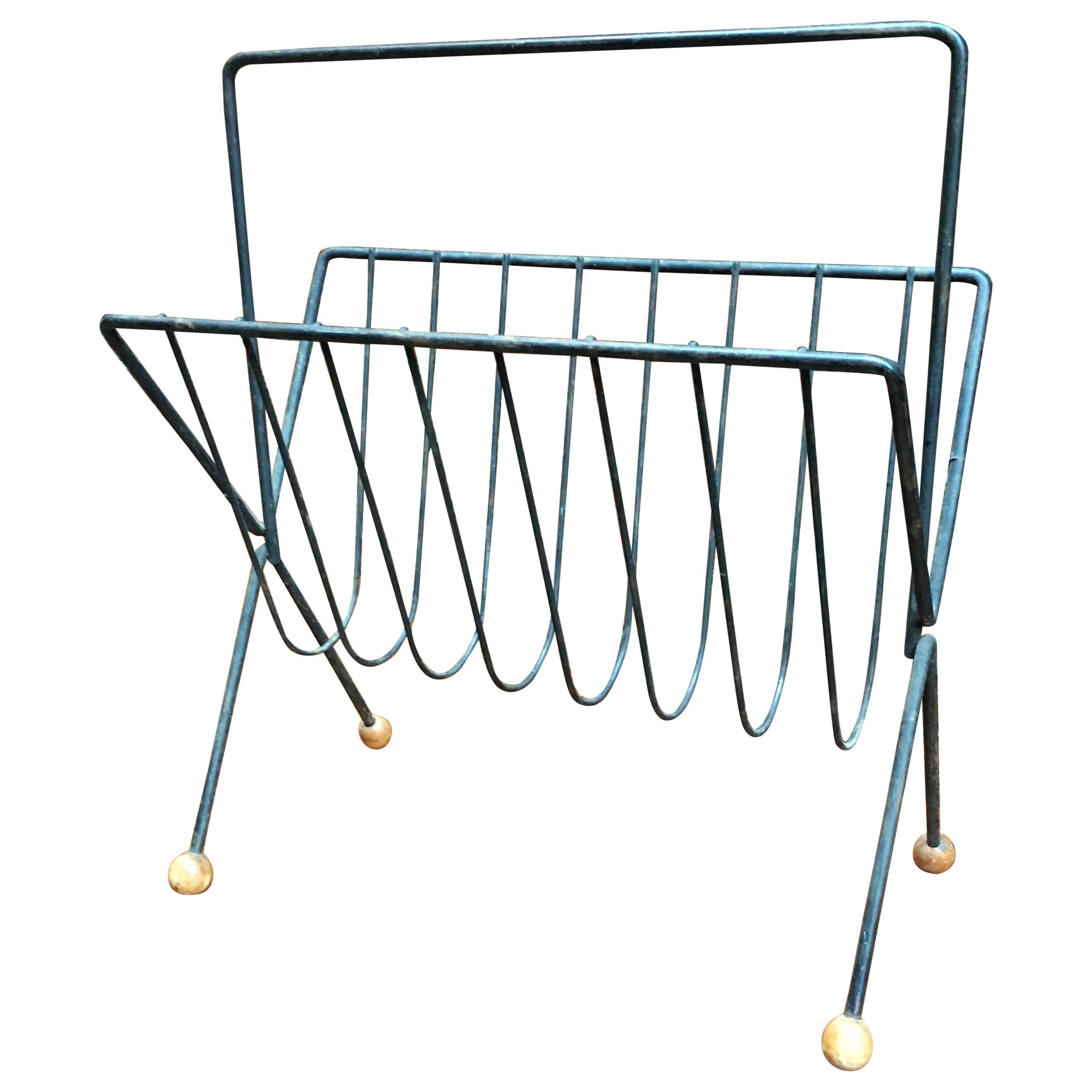 Tony Paul Design Iron Magazine Rack for Woodlin-Hall at 1stDibs