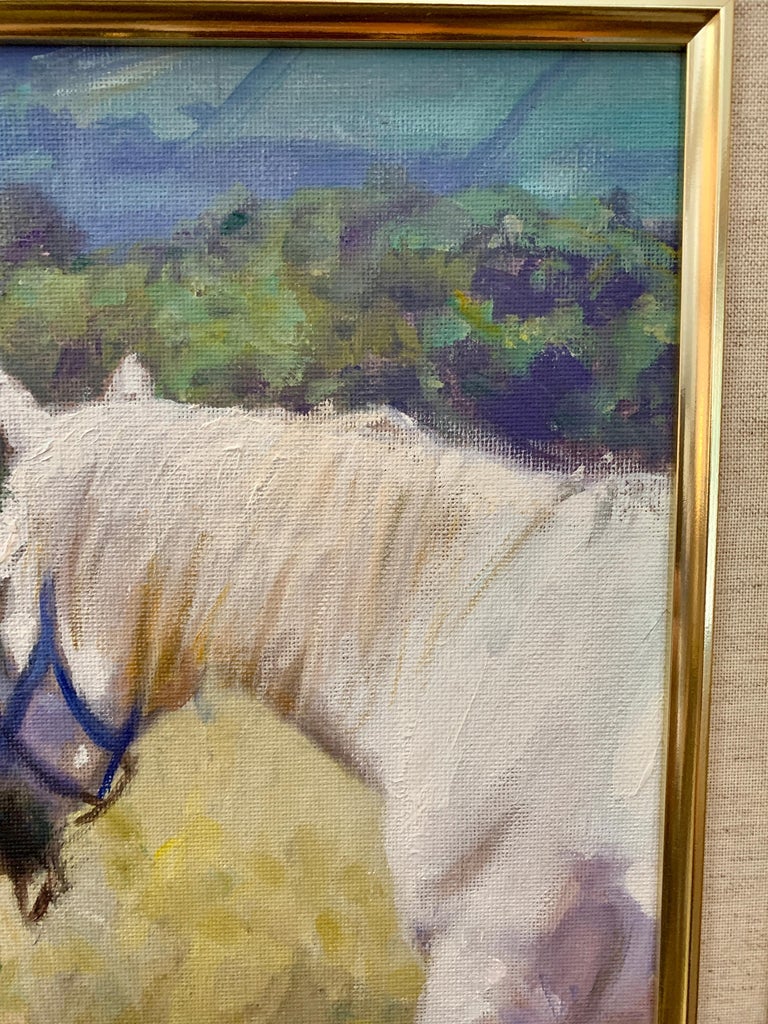 Tony Sheath - Girl with her horse in an Impressionist landscape in an ...
