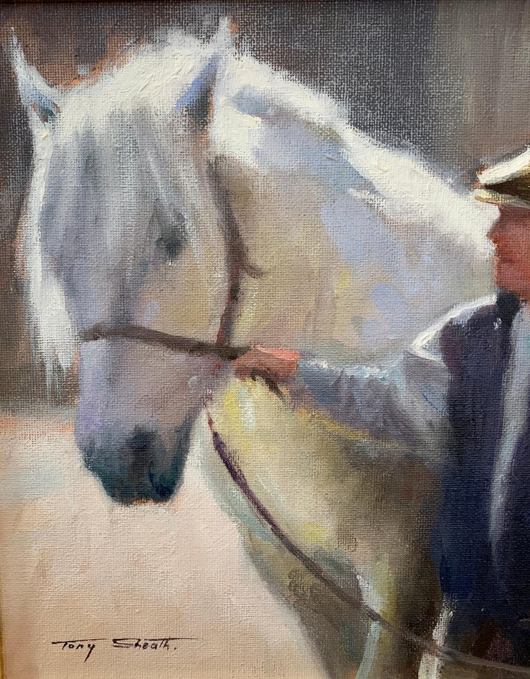 Tony Sheath - Man with his horse in an Impressionist landscape in an ...