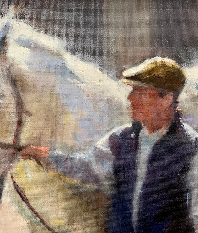 Tony Sheath - Man with his horse in an Impressionist landscape in an ...