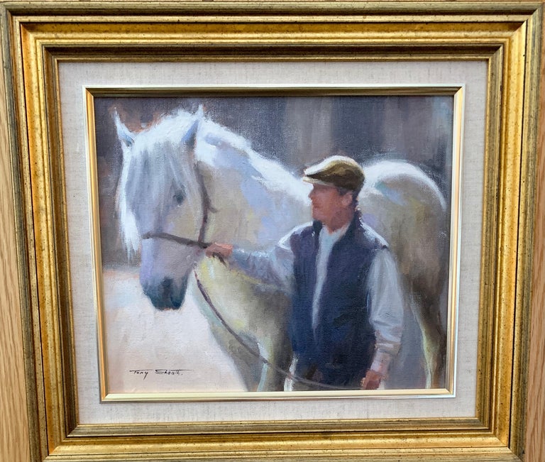 Tony Sheath - Man with his horse in an Impressionist landscape in an ...