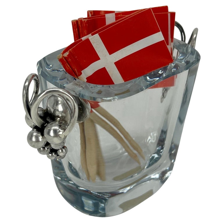 Toothpick Glass Jar with Sterling Silver Grapes by Stromberg, 1938 For ...