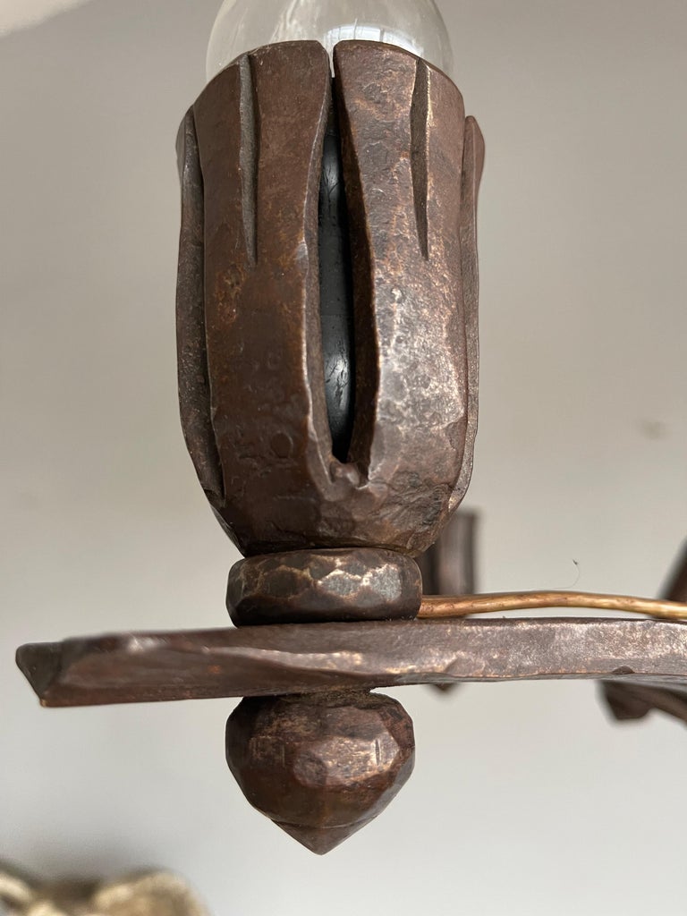 Top Quality Arts and Crafts Wrought Iron Chandelier or Ceiling Lamp w ...