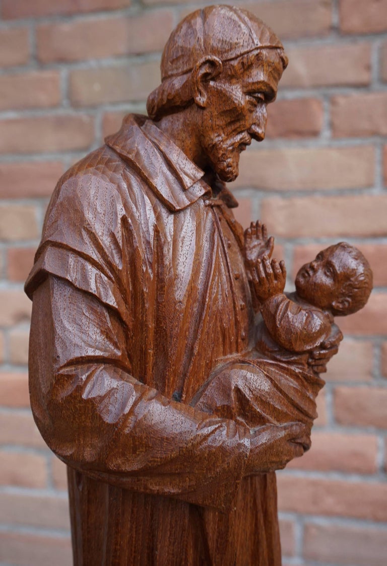 Top Quality Carved Sculpture of Saint Vincent de Paul with Child, by J ...