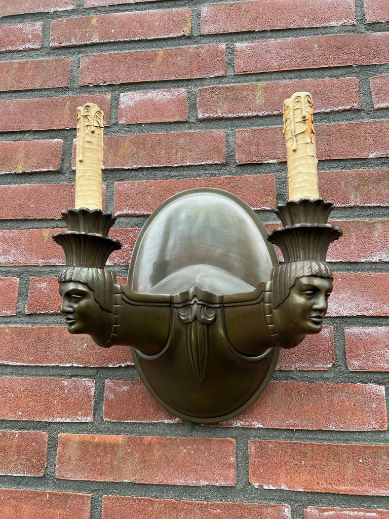 Top Quality Pair of Two-Light Art Deco Sculptural Bronze Wall Sconces ...