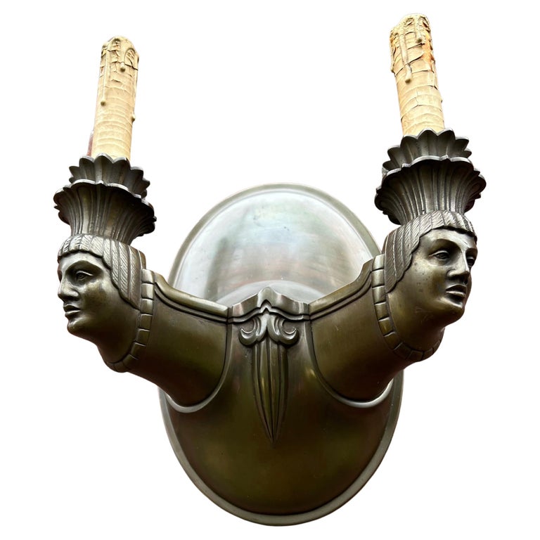 Top Quality Pair of Two-Light Art Deco Sculptural Bronze Wall Sconces ...