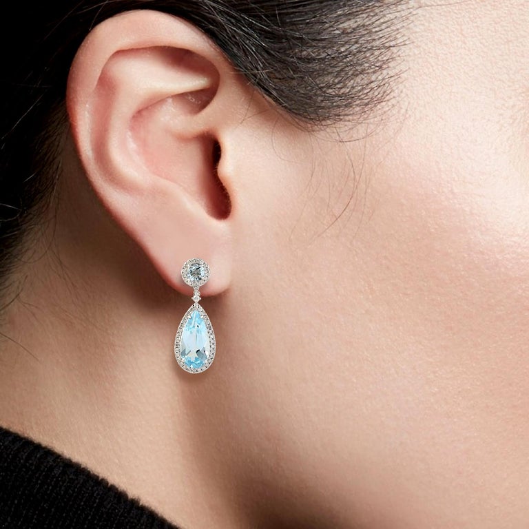 Topaz Dangle Earring with Pave Diamonds on the Edge Made in 18k Gold ...