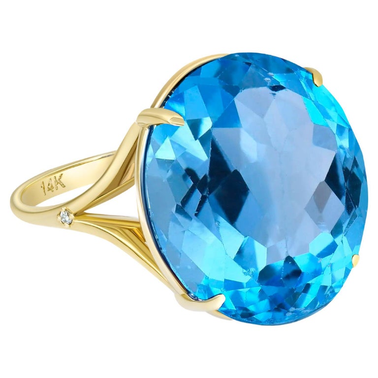 Topas Goldring. Topas-Cocktailring. Ovaler Topas-Ring. 14k Goldring mit ...