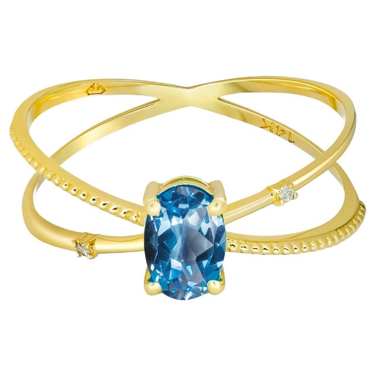 Topaz Spiral Ring, Oval Topaz Ring, Topaz Gold Ring, 14k Gold Ring with ...