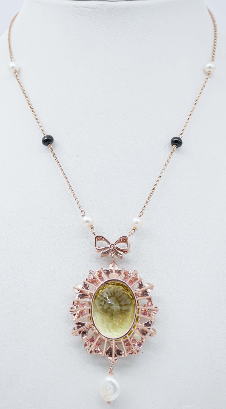 Topaz,Sapphires,Rubies,Onyx,Pearls,Diamonds,14Kt Rose Gold and Silver ...