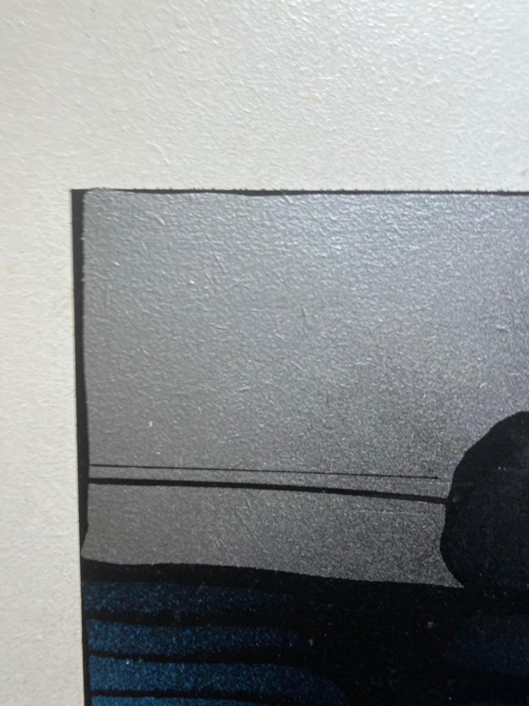 Tor hoff - Mid-Century Vibrant Blue Abstract painting w/ Silver For ...