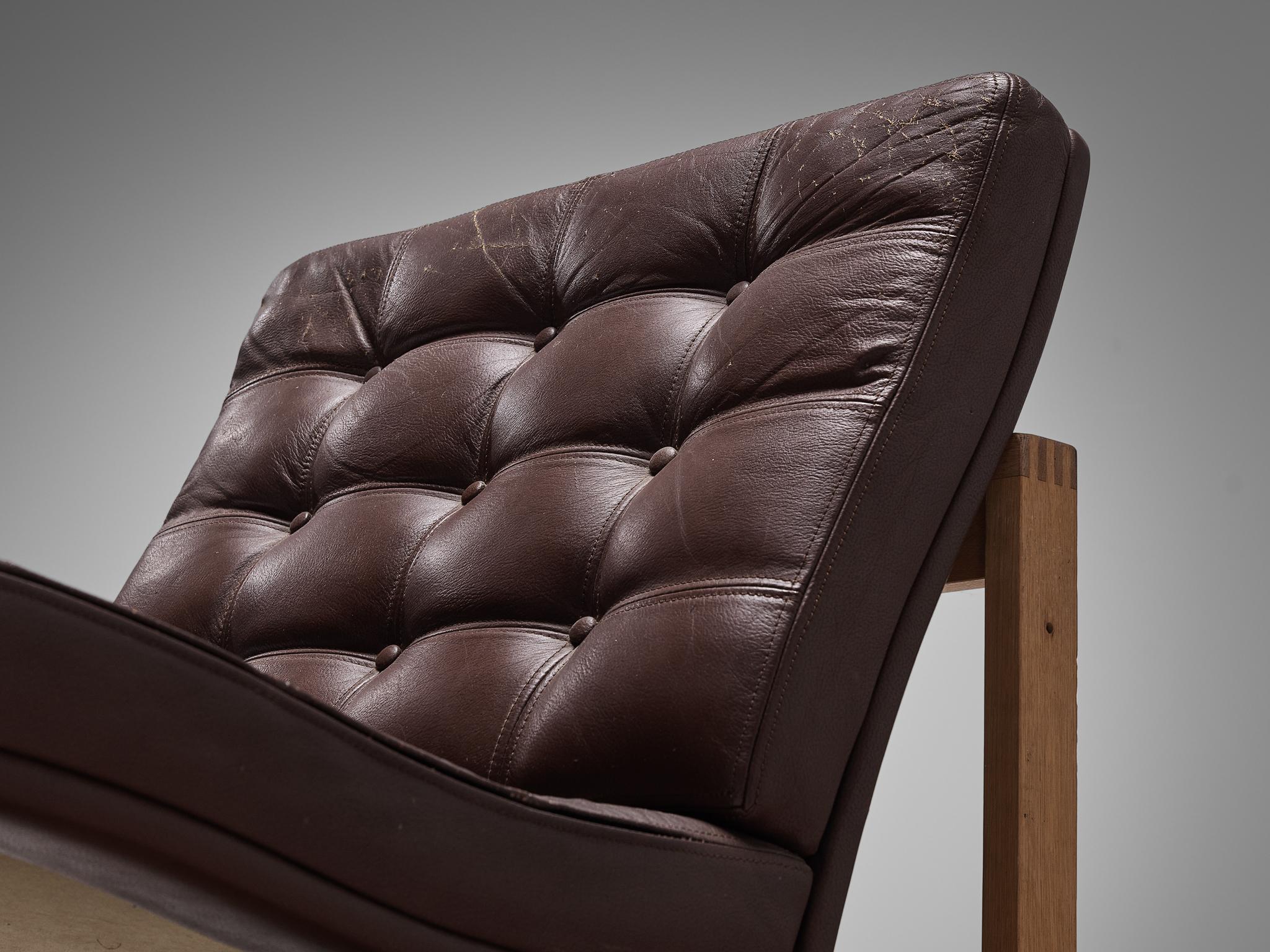 Torben Lind and Ole Gjerløv-Knudsen Easy Chairs in Oak and Brown ...