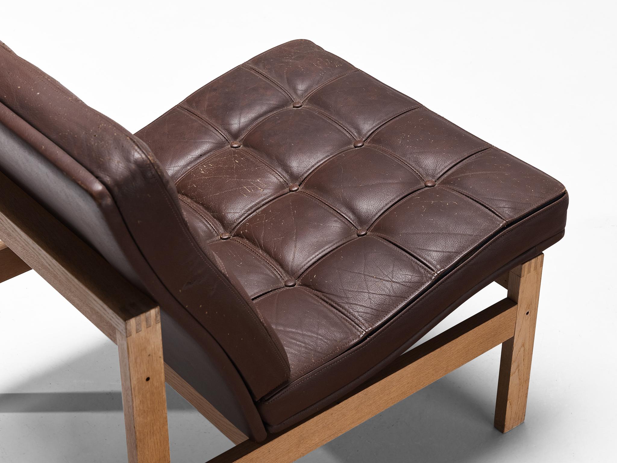 Torben Lind and Ole Gjerløv-Knudsen Easy Chairs in Oak and Brown ...