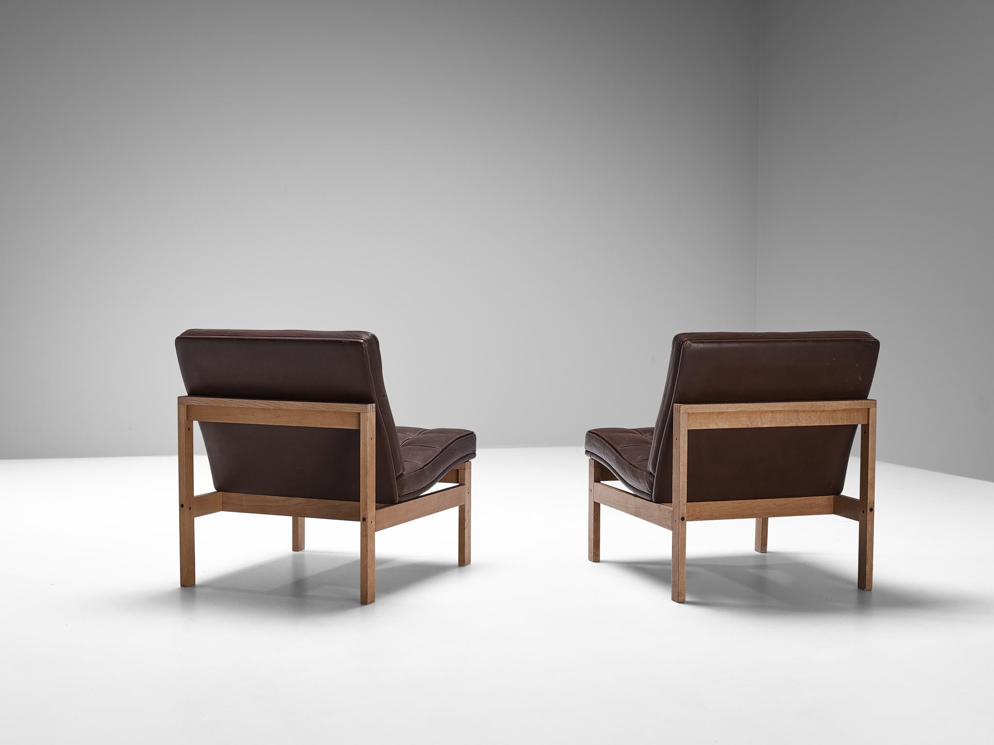 Torben Lind and Ole Gjerløv-Knudsen Easy Chairs in Oak and Brown ...
