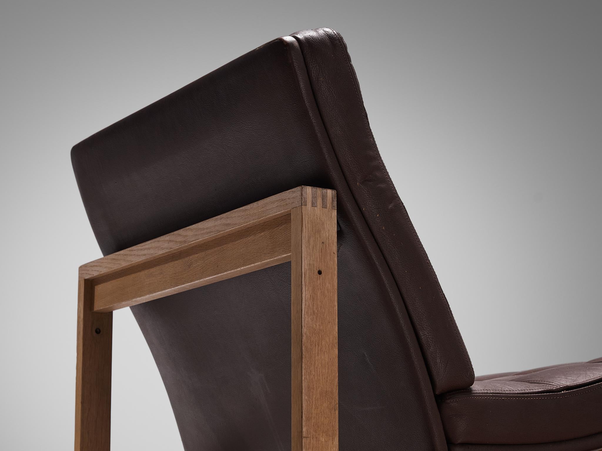 Torben Lind and Ole Gjerløv-Knudsen Easy Chairs in Oak and Brown ...