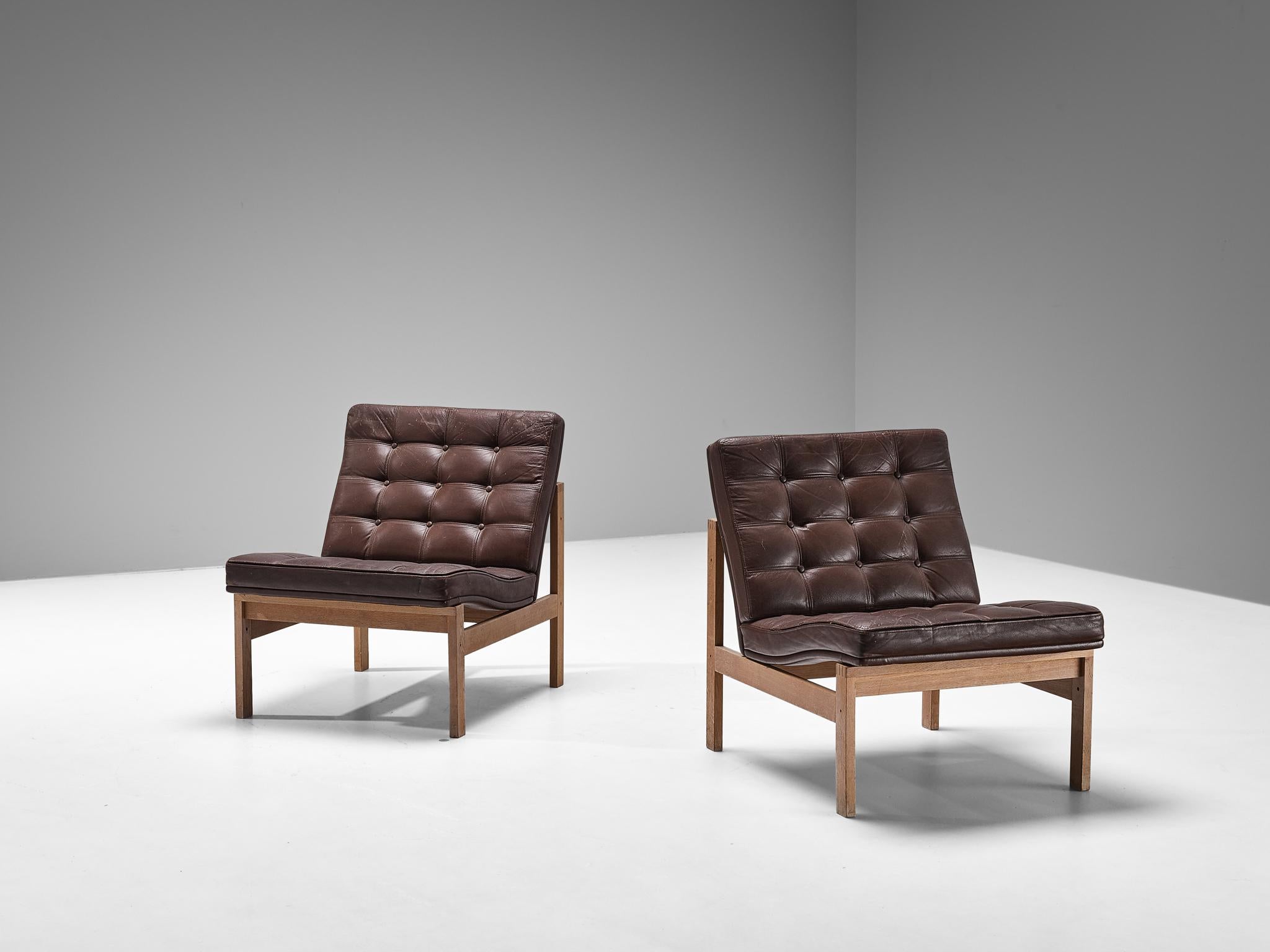 Torben Lind and Ole Gjerløv-Knudsen Easy Chairs in Oak and Brown ...