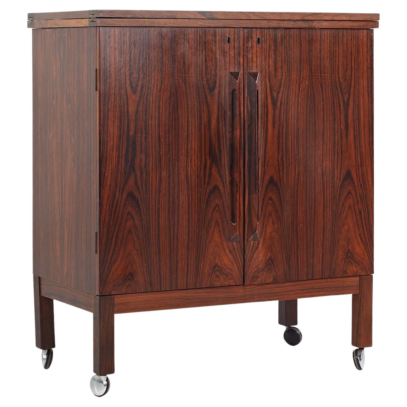 Henredon Brazilian Rosewood Rolling Bar Cube / Cart For Sale at 1stDibs