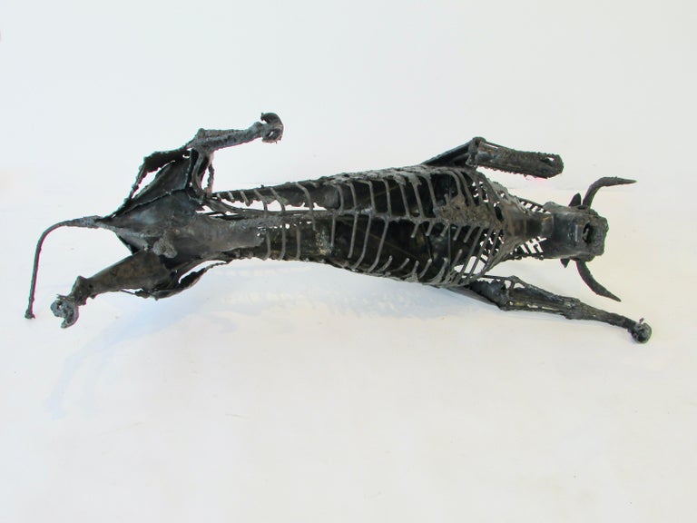 Torch Cut and Welded Steel Brutalist Bull Sculpture For Sale at 1stDibs