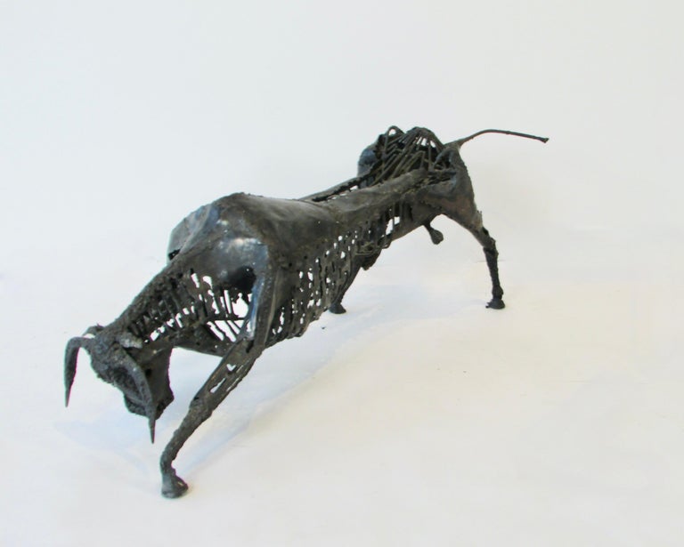 Torch Cut and Welded Steel Brutalist Bull Sculpture For Sale at 1stDibs